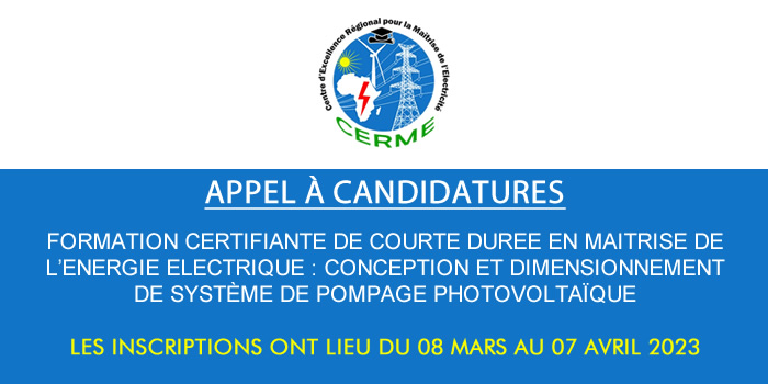 CENTRE D’EXCELLENCE REGIONAL POUR LA MAÎTRSE DE L’ELECTRICITE (CERME)